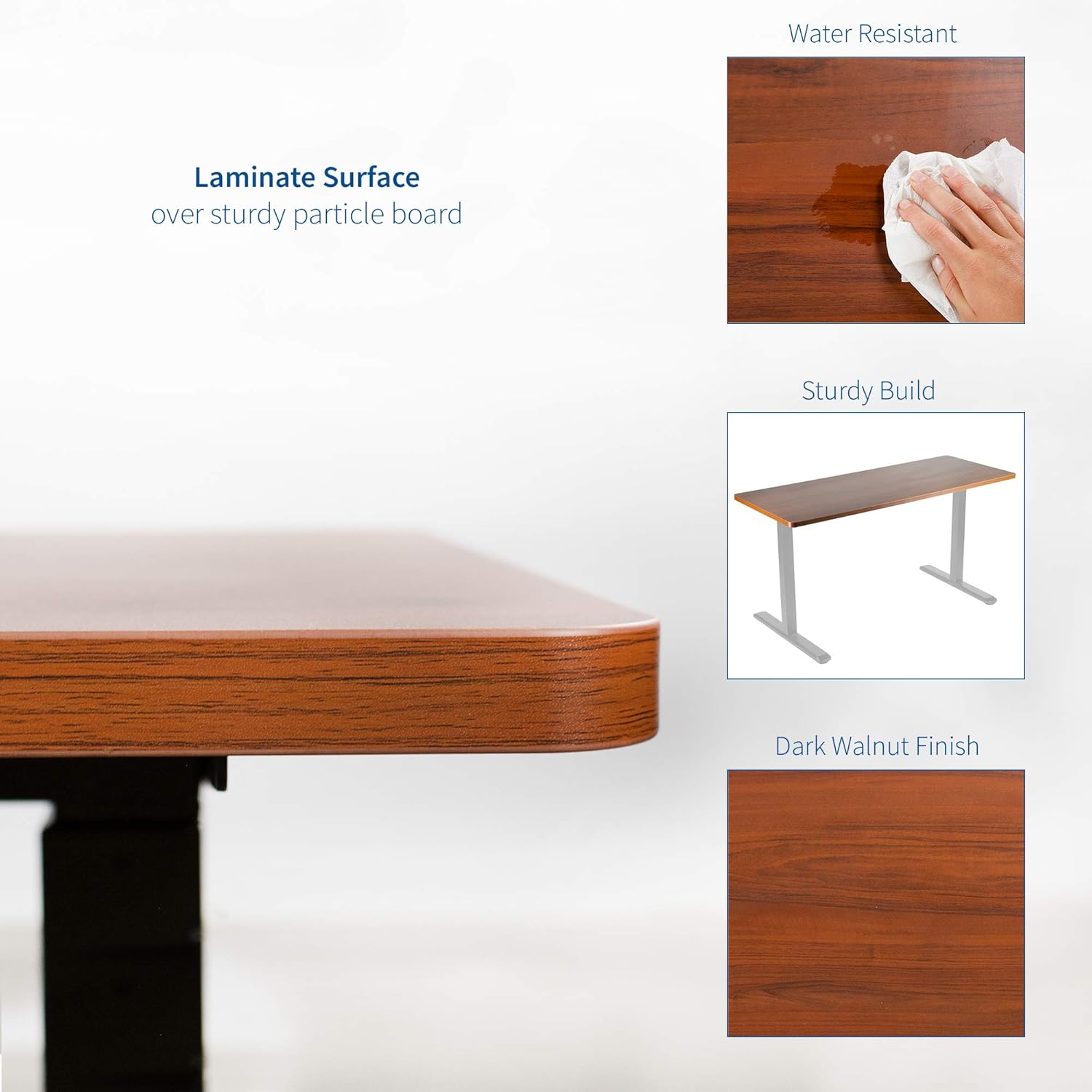 VIVO Dark Walnut 43 x 24 inch Universal Solid One-Piece Table Top for ...