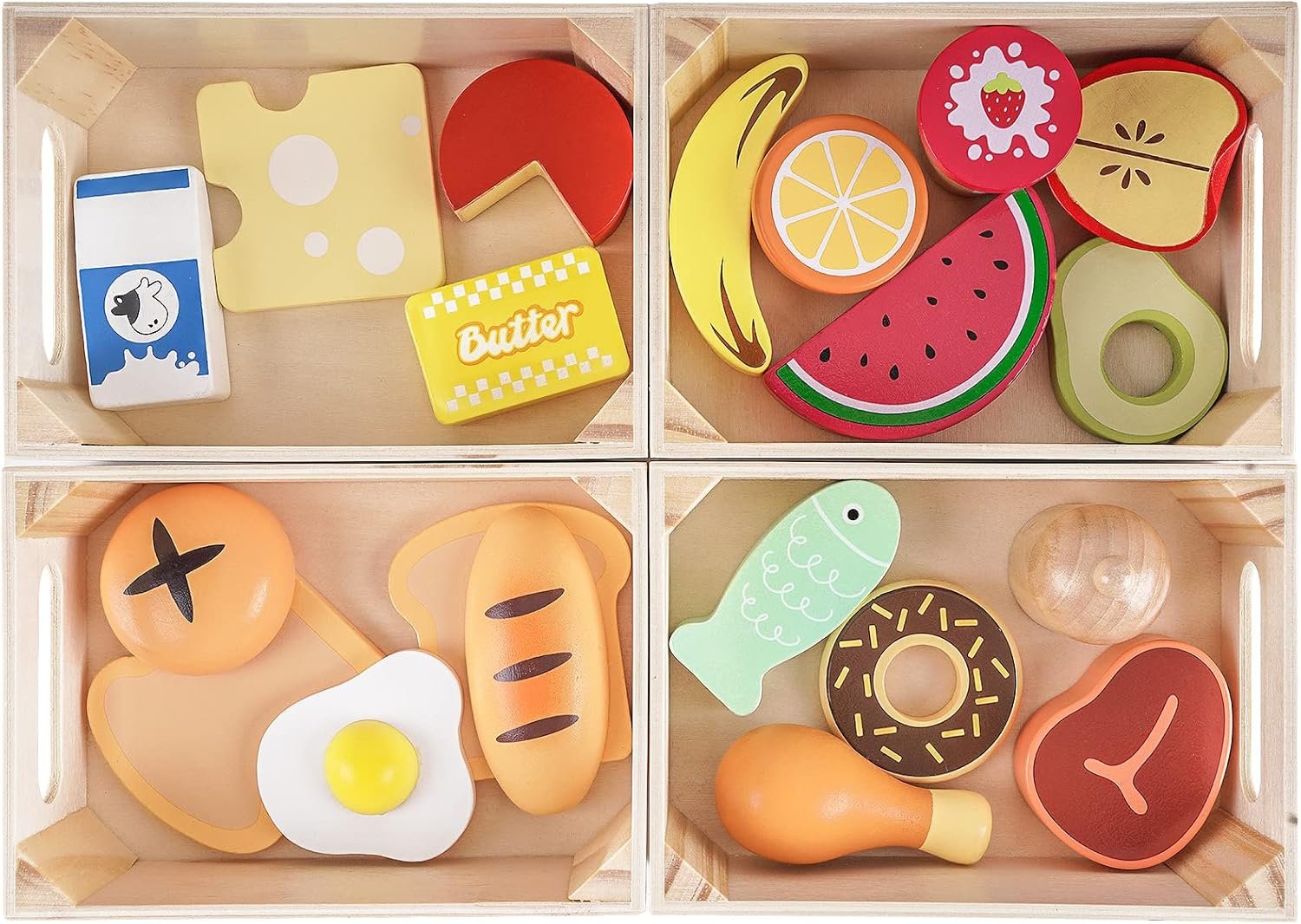 Food Groups - Wooden Play Food Sets, Pretend Play Kitchen Toys, Toy Fo ...